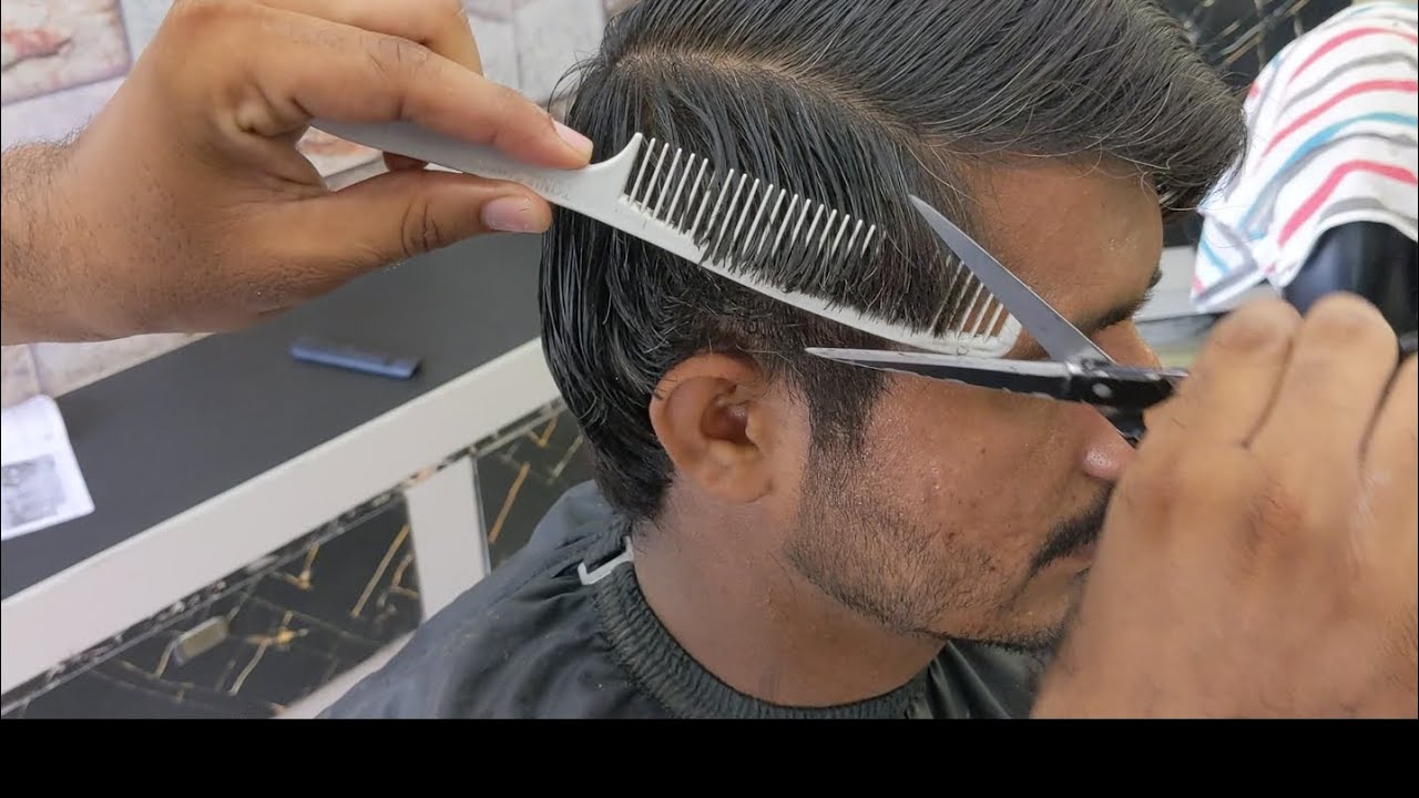 ASMAR men's normal hair cutting with scissors #hammadhairstudio - YouTube