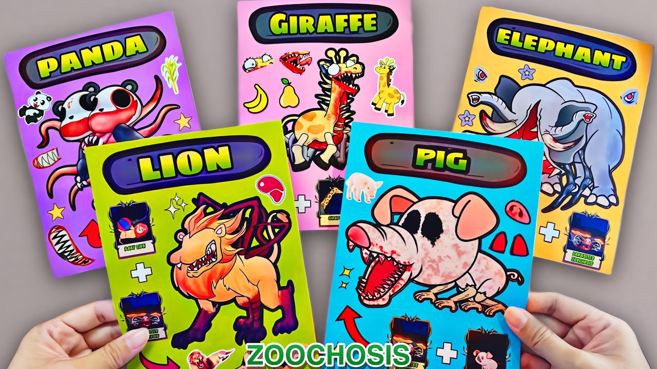 🌈PaperDIY🌈 Zoochosis Sticker Book with Pig, Elephant, Giraffe # ...