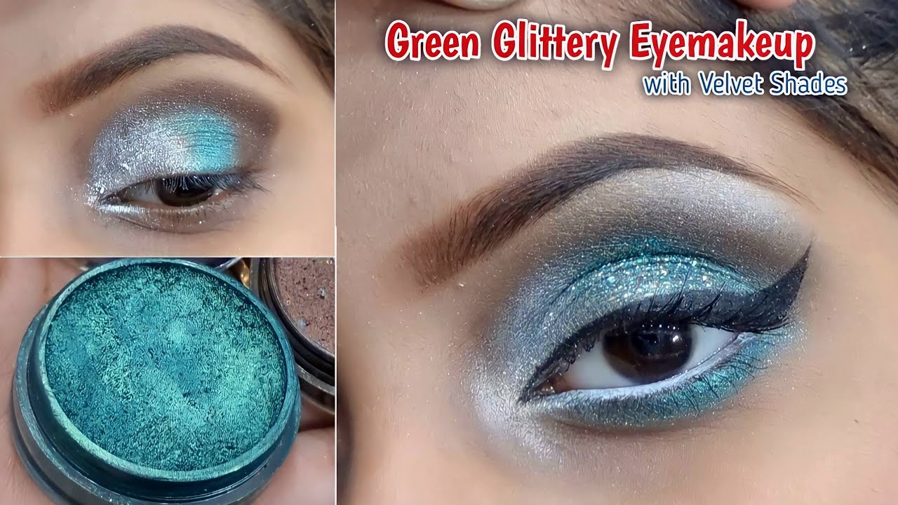 Glamorous Intense Green Smokey Eye Look || 5 MINUTE Easy Soft Sparkly ...