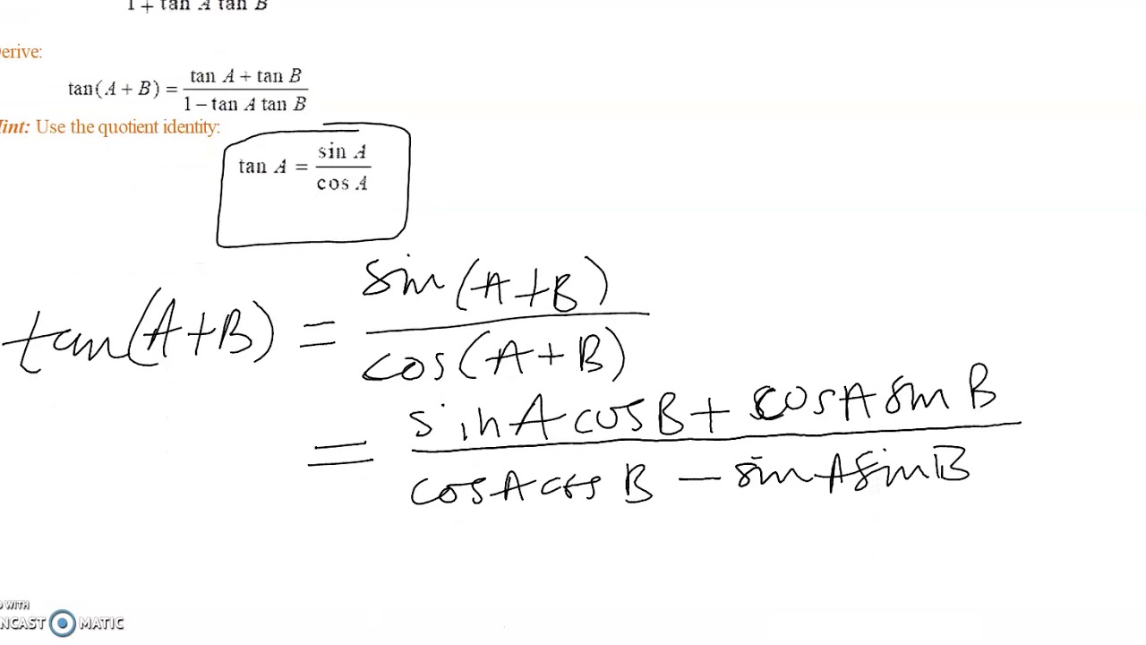 Sum & Difference TRig Formulas - YouTube