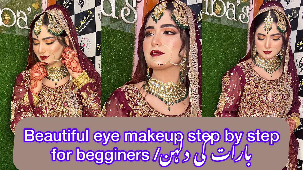 Baraat bride|glitter eye makeup|tips & tricks for begginers|step by ...