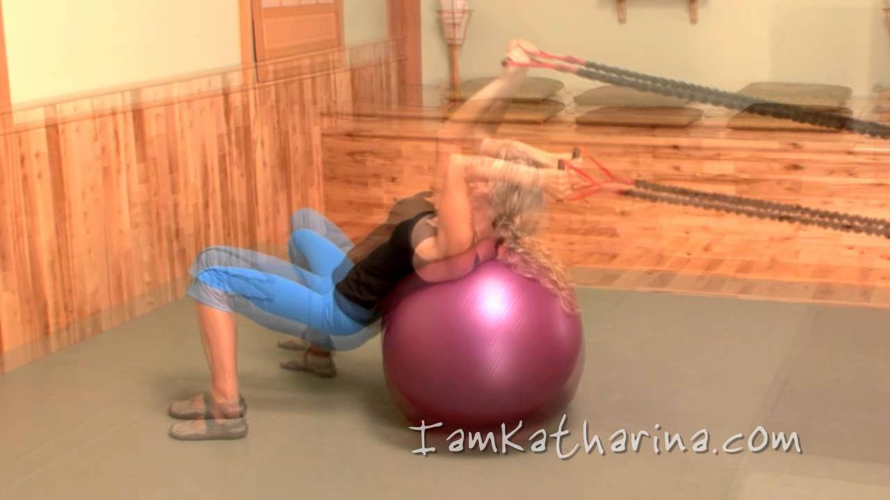 73 overhead tricep extensions on ball - YouTube