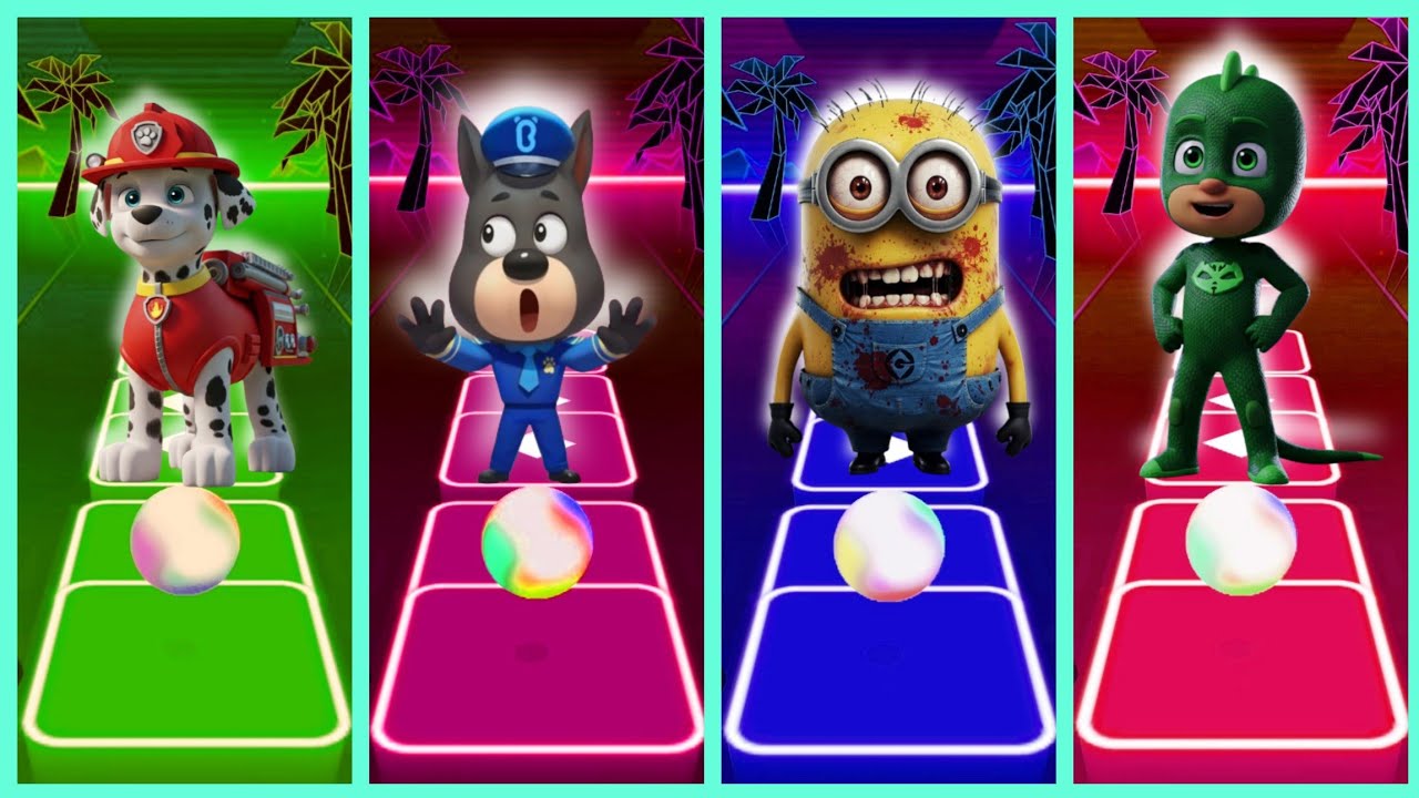 Paw patrol Marshall ⚡ Sheriff Labrador ⚡ Minion ⚡ Pj mask ⏩ Tiles Hop ...