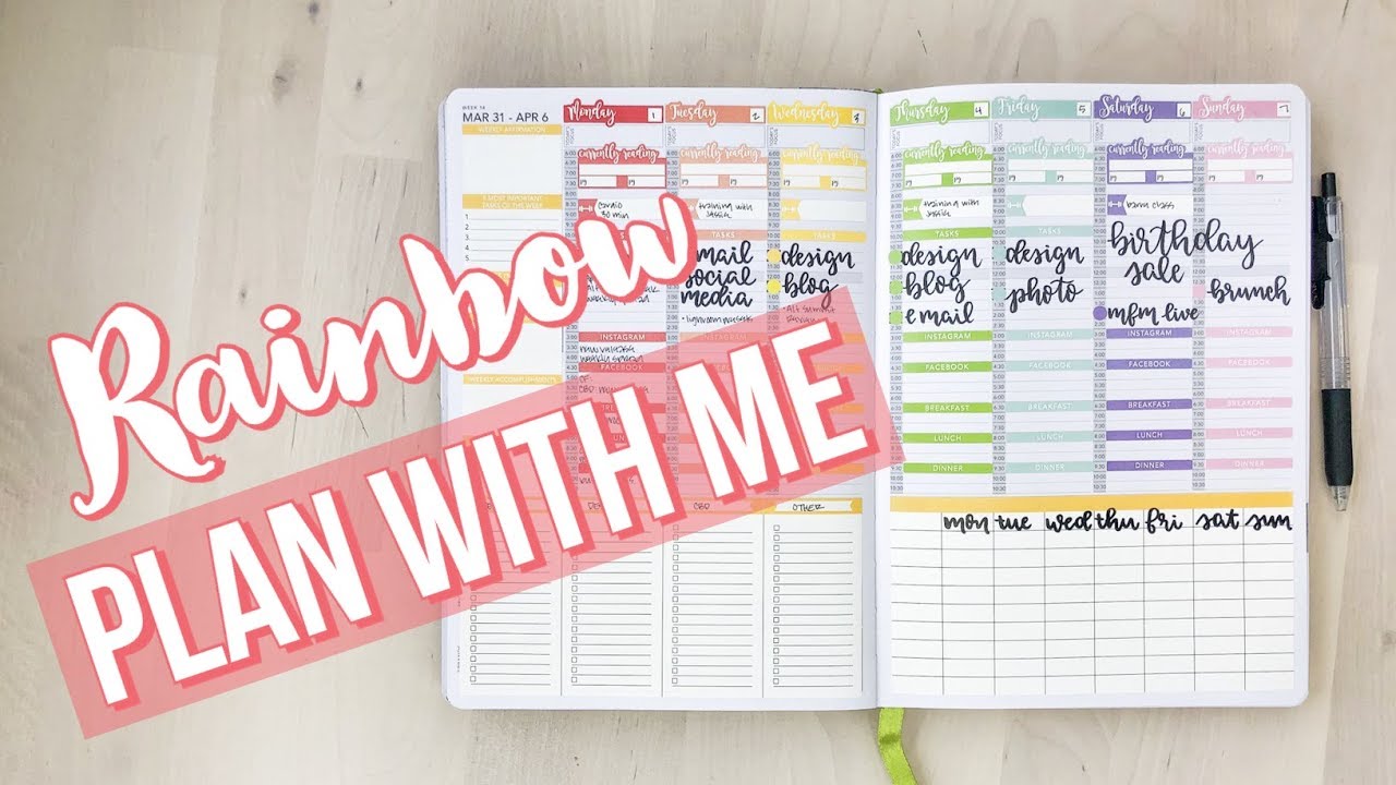 Rainbow Plan With Me! | Passion Planner - YouTube