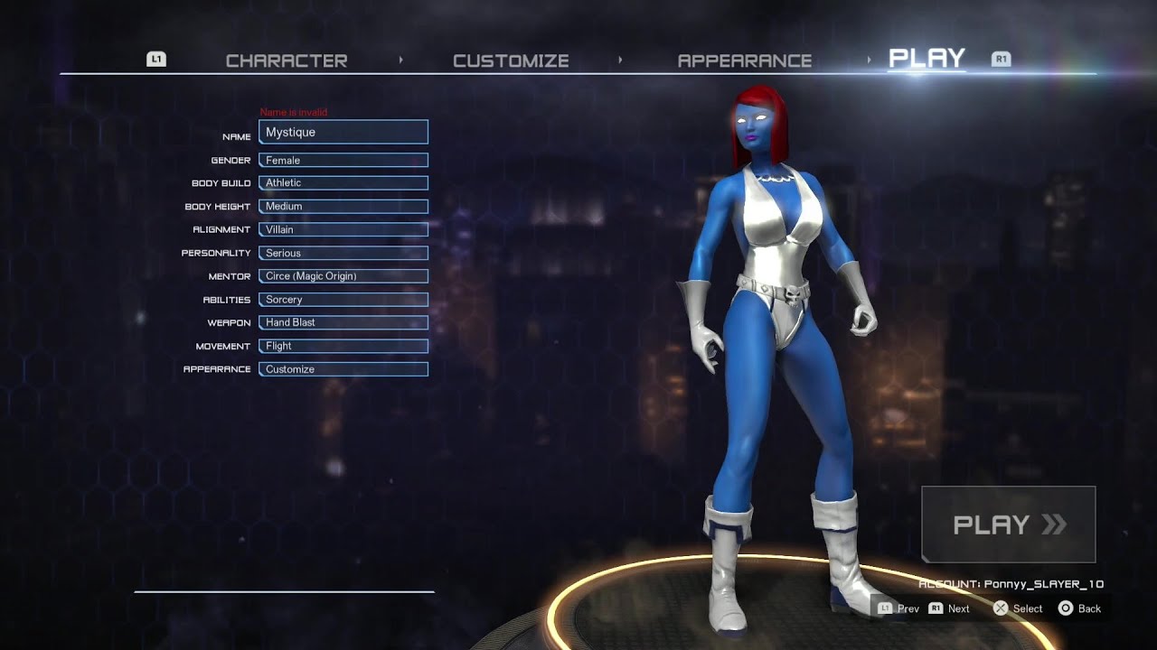 Mystique Character Creation- DC Universe Online - YouTube