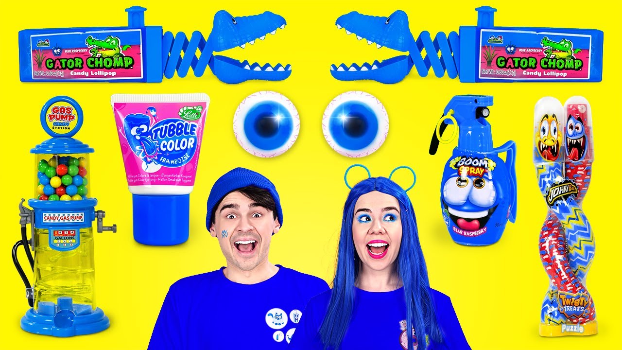 EATING ONLY ONE COLOR FOOD FOR 24 HOURS! || Last To STOP Eating Blue ...