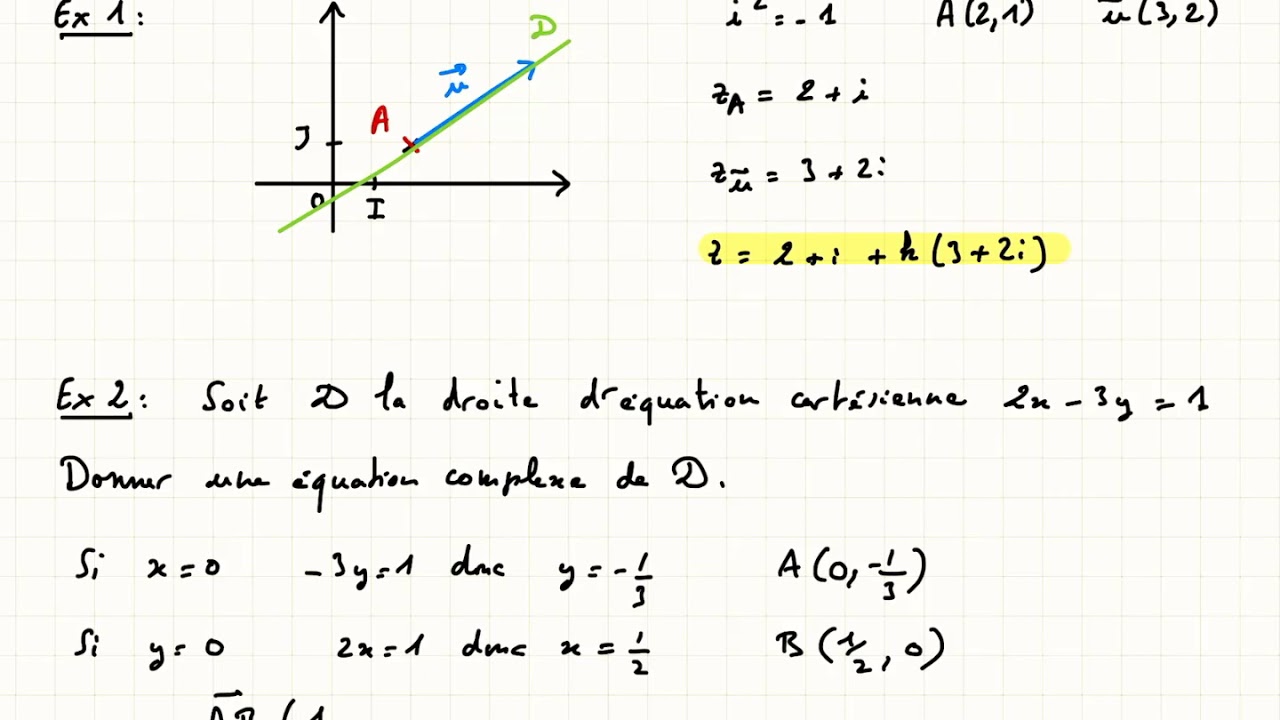 Nombres complexes et géométrie: ÉQUATION COMPLEXE D'UNE DROITE - YouTube