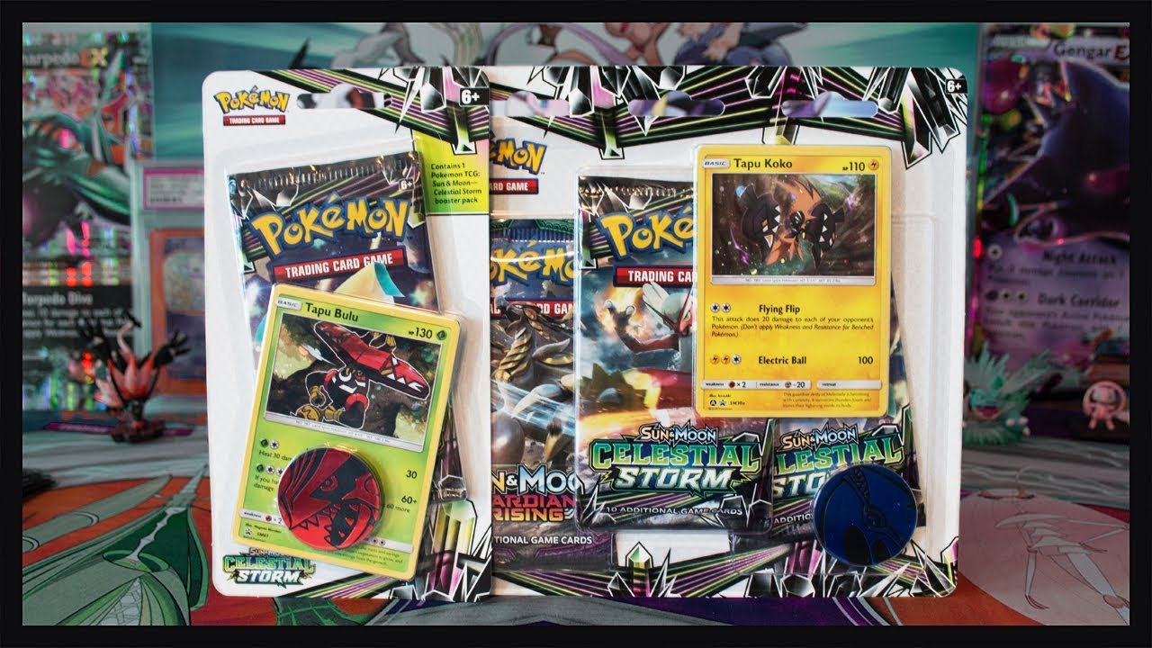 Pokemon Celestial Storm Tapu Koko 3 Pack and Tapu Bulu Checklane ...