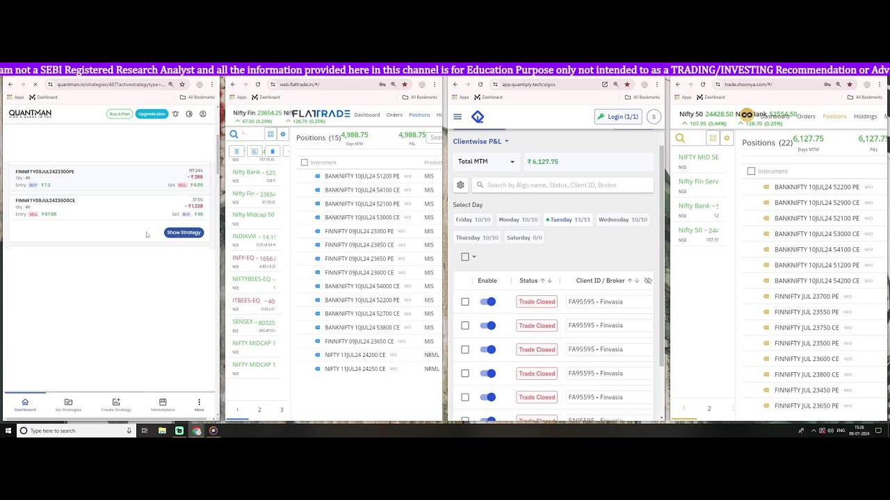 LIVE STREAMING OF ALGO TRADING (TRADE FLIX) - 09.07.2024 - EPISODE 216 ...