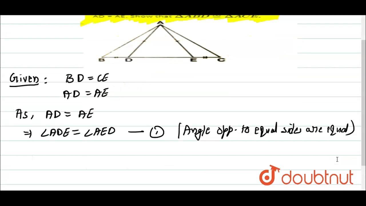 In the given figure, D and E are points on the side BC of a `DeltaABC` such that BD = CE and AD ...