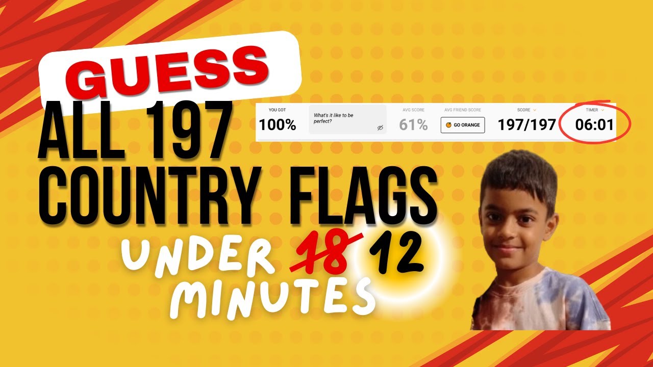 Can you guess all 197 country flags in a timed quiz? - YouTube