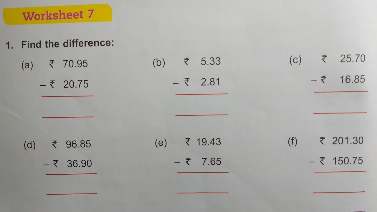 math class 3 chapter 7 worksheet 7 dav public school - YouTube