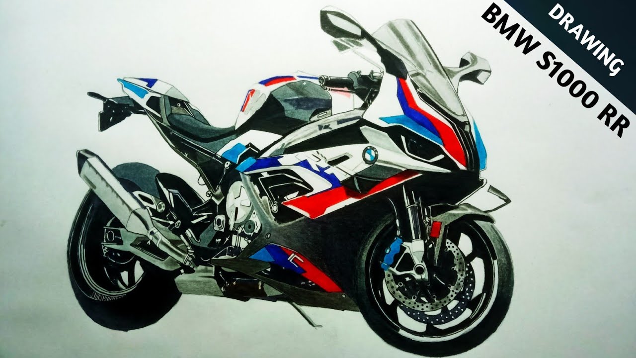 DRAWING BMW S1000RR BIKE)-bmw s1000rr bike drawing (time lapse ️ - YouTube