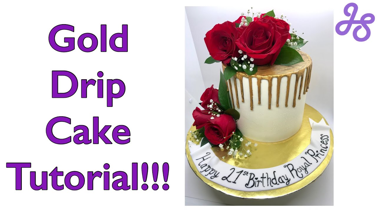 How to make a Gold Drip Cake - YouTube
