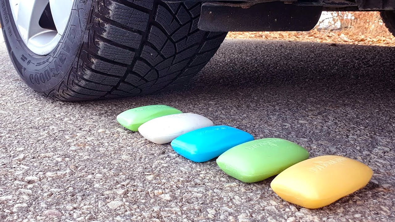 Crushing Crunchy & Soft Things by Car! EXPERIMENT: Car vs Soap,Balloons ...