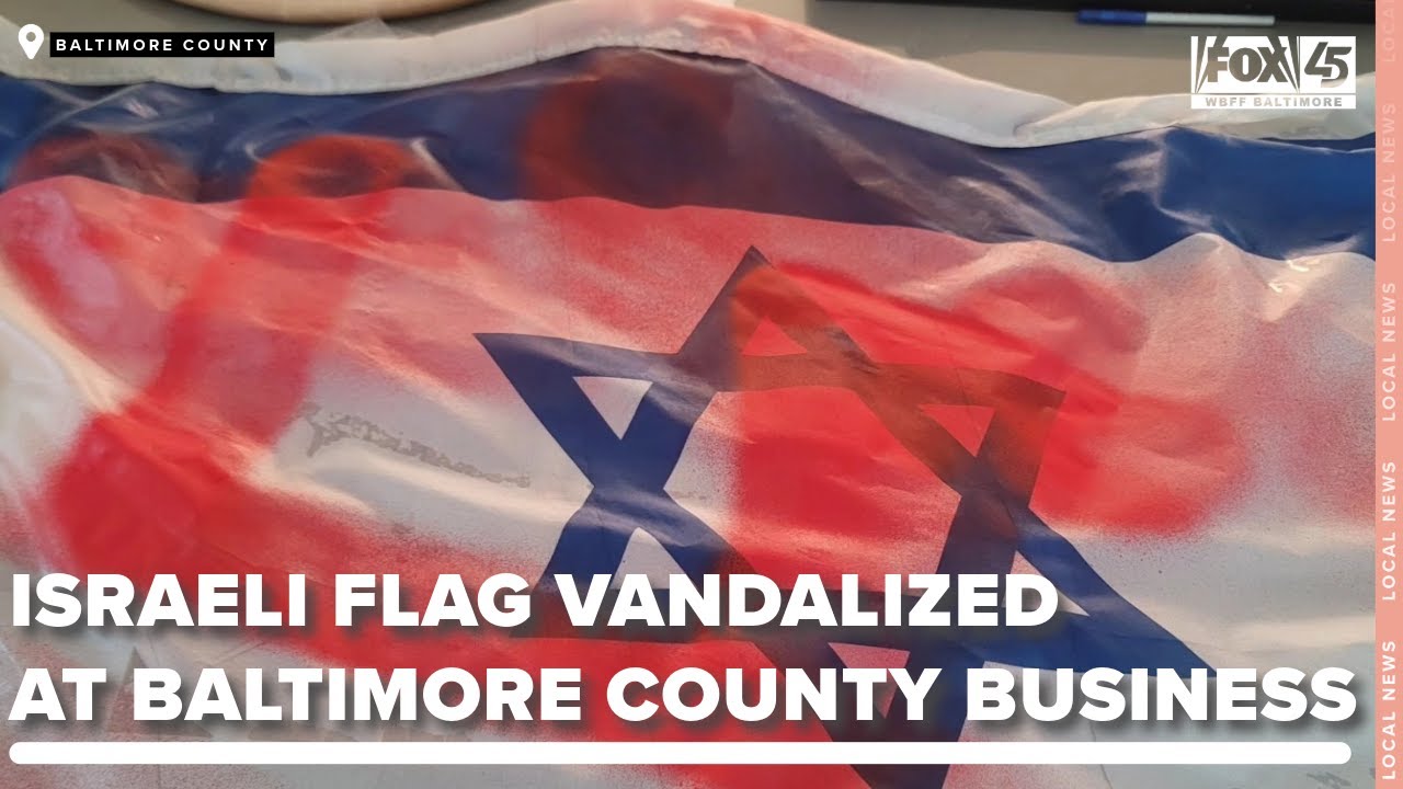 Israeli flag vandalized at Baltimore County business - YouTube