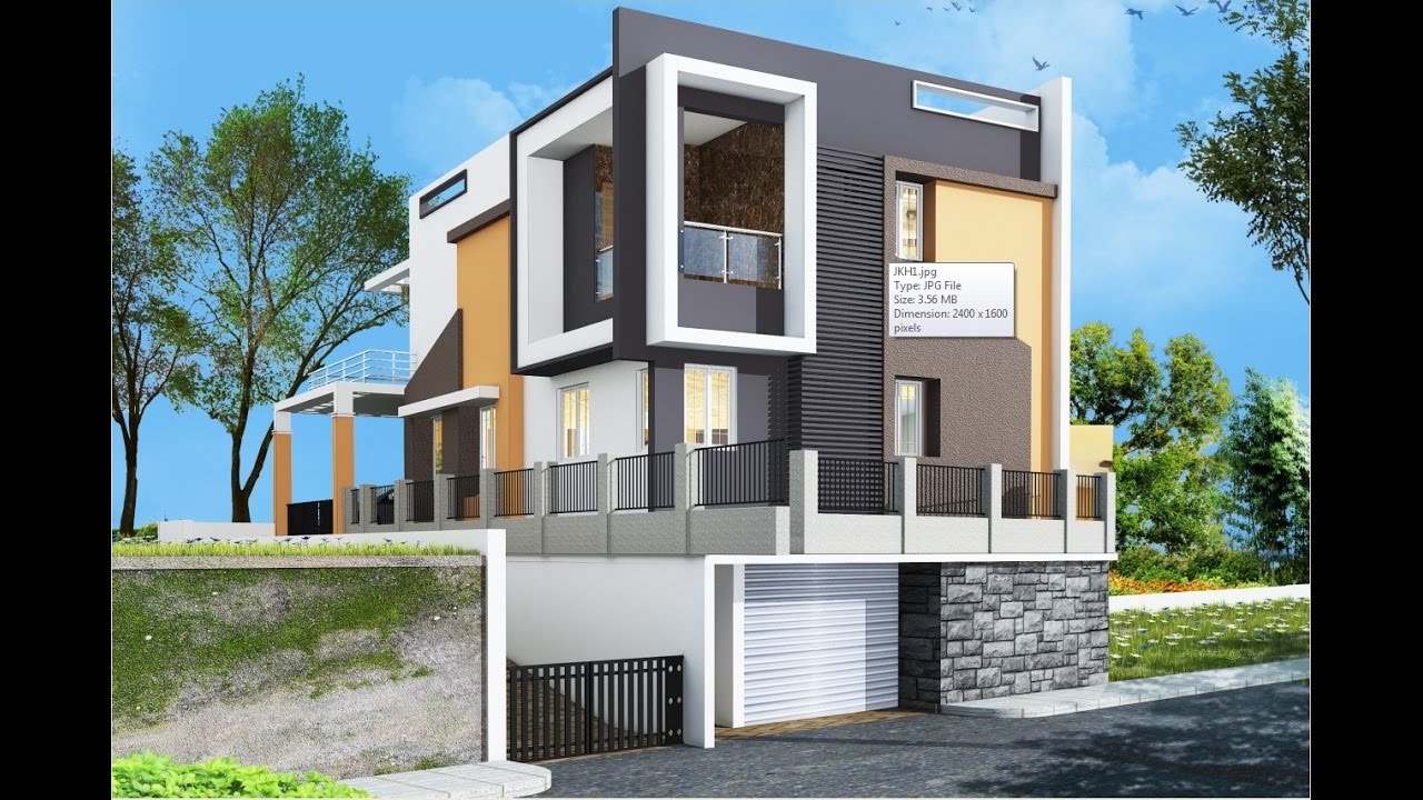 Architectural Rendering -Exterior O1B-(JK HOUSE) - YouTube