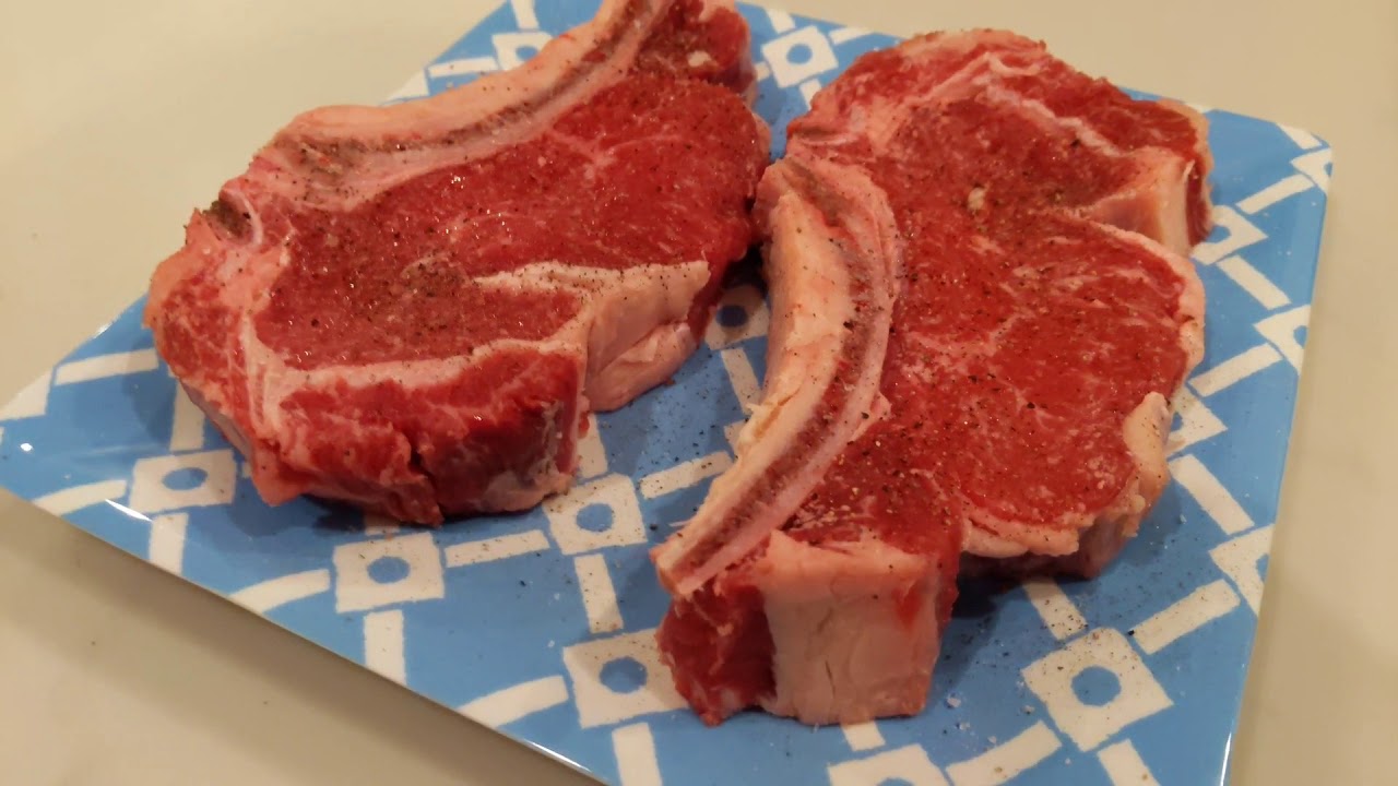 Raw bone-in ribeye - YouTube