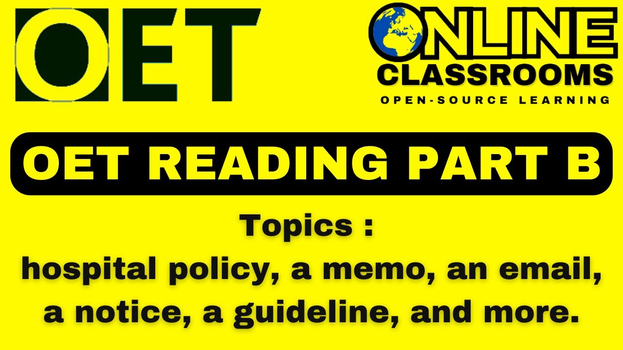 oet reading part B practice test | oet online classroom. - YouTube