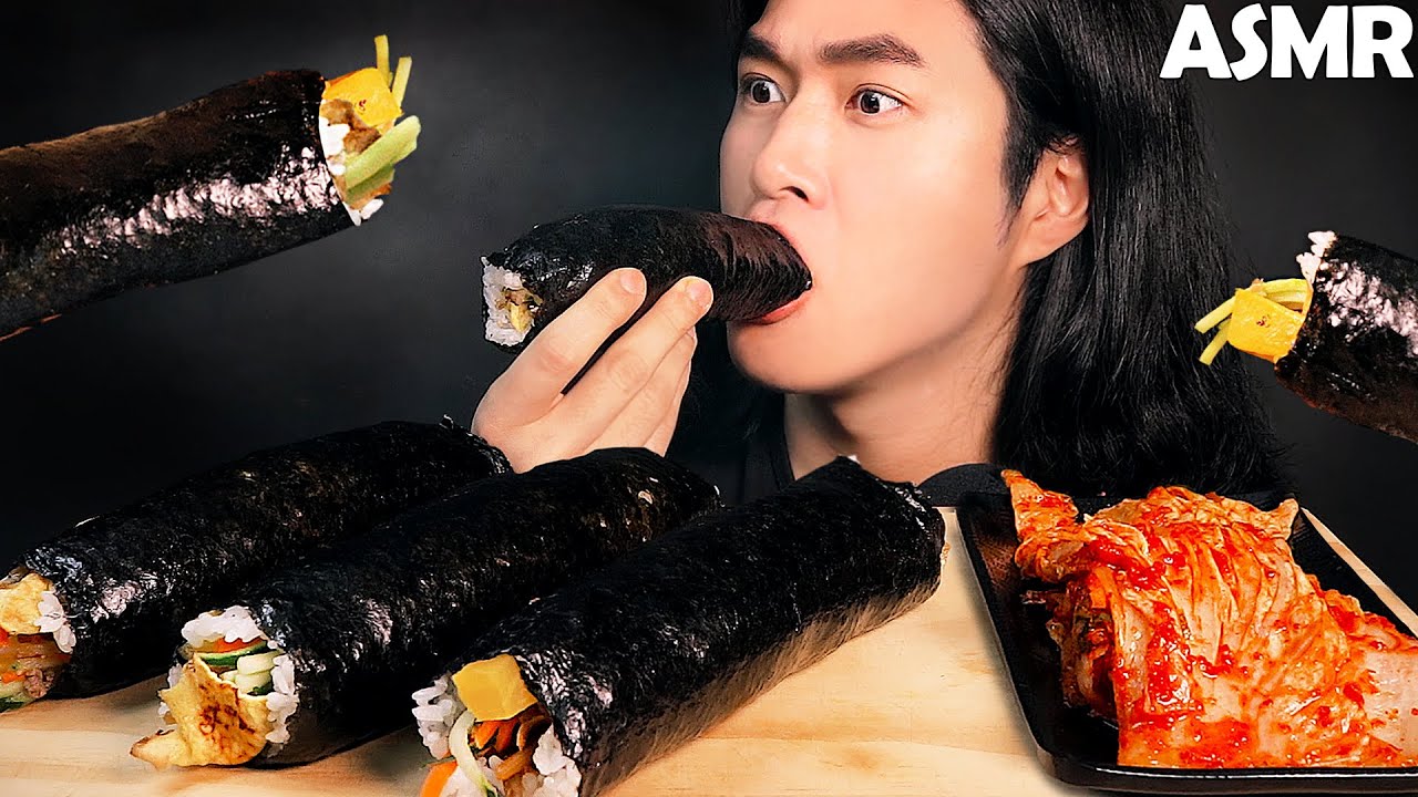 KIMBAP MUKBANG RICE ROLLS NO TALKING EATING SOUNDS ASMR - YouTube