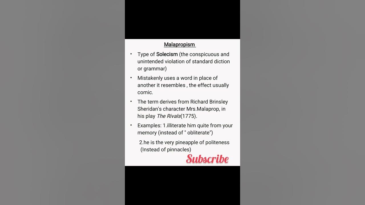 Malapropism #shortsvideo #english Literary Terms - YouTube