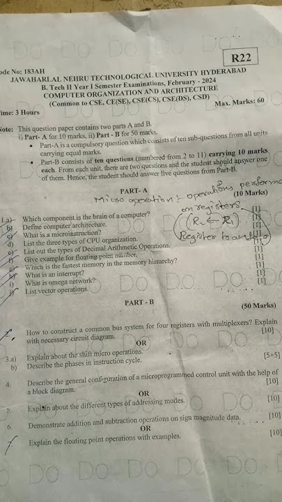 #jntuh #r22 #2023 # coa# previous year question paper # ...