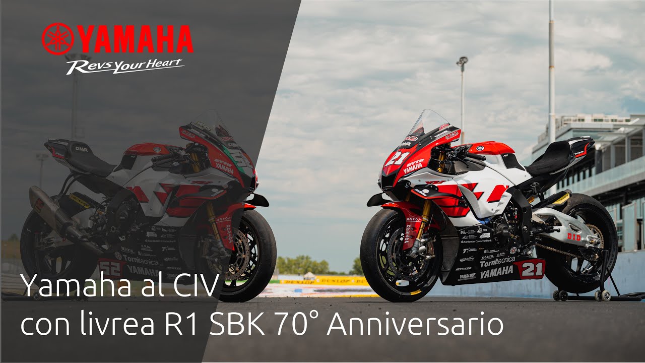 Yamaha at the CIV with the R1 SBK 70th Anniversary livery (IT) - YouTube