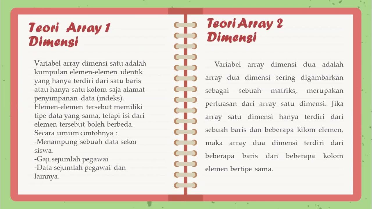 ARRAY 1 DIMENSI DAN ARRAY 2 DIMENSI - YouTube