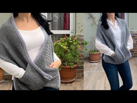 Cepli Yelek Şal / Crochet Pocket Shawl