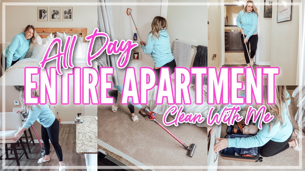 *ALL DAY* WHOLE APARTMENT CLEAN WITH ME! WEEKEND SPRING CLEANING ...