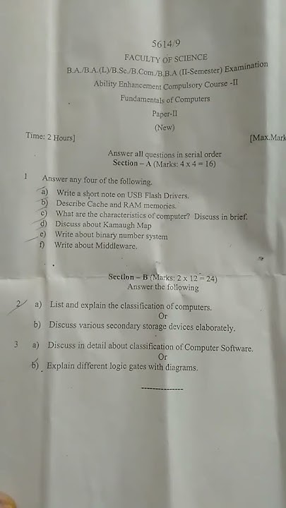 foc sem 2 degree 1st yr .. model question paper.. - YouTube
