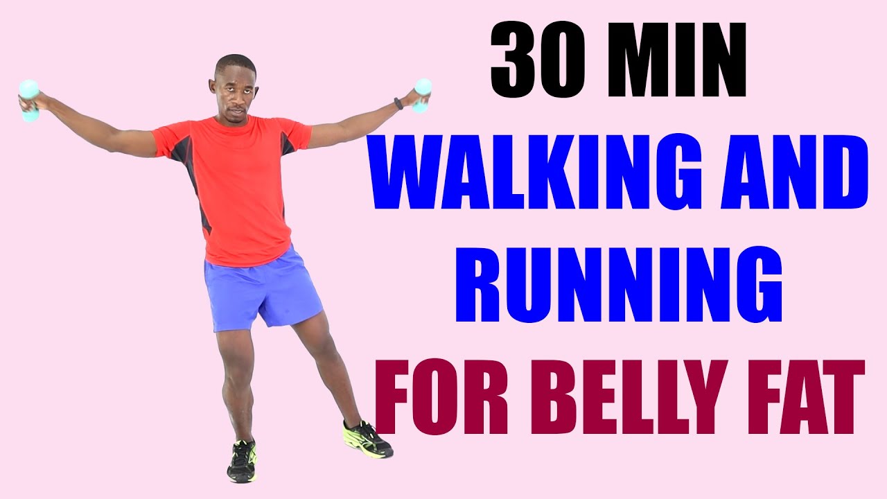 30 Minute Indoor Walking and Running Workout for Belly Fat/ Dumbbell ...