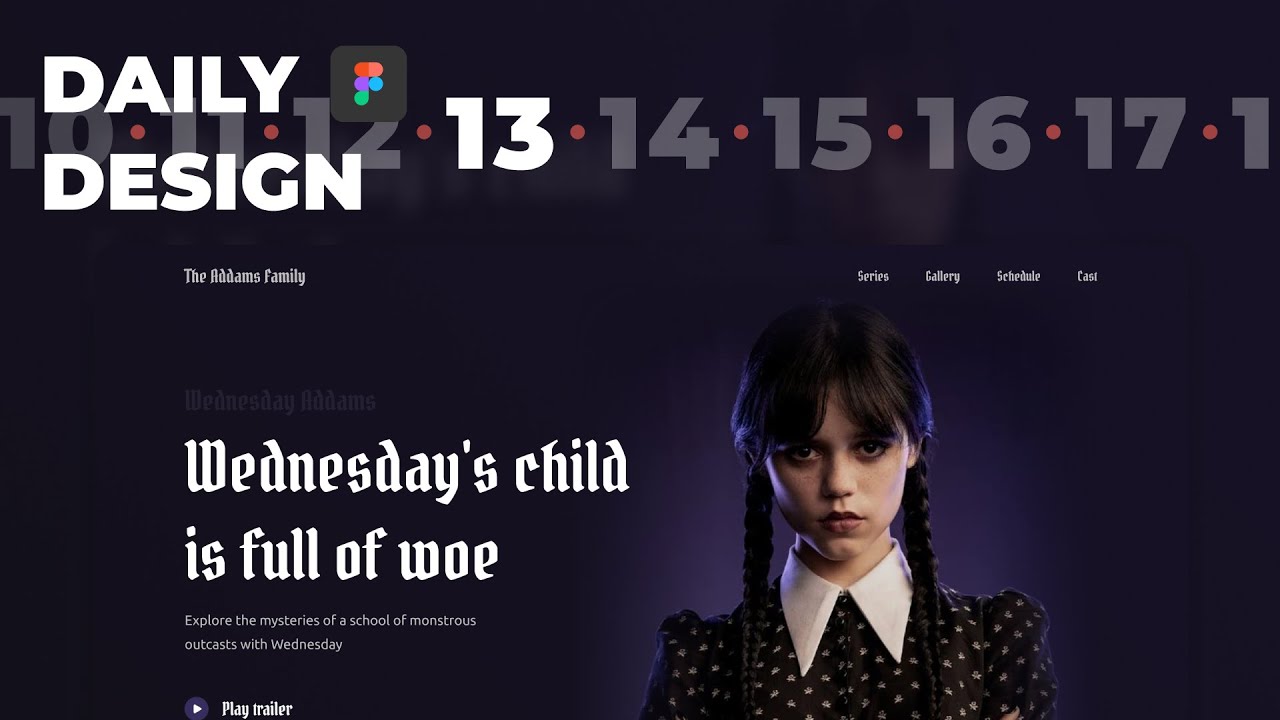 Wednesday Addams Hero Section Design | Figma UI UX | Web Design ...