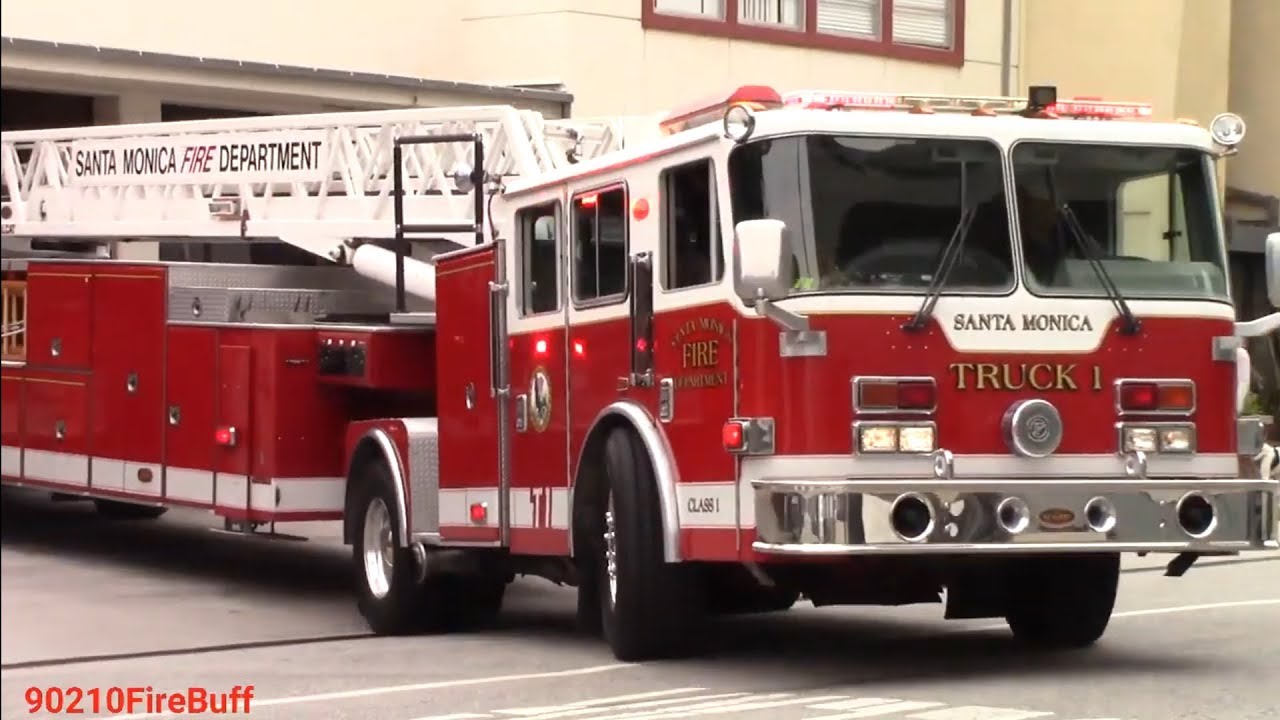 Santa Monica FD Engine 4, Truck 1 (reserve), Rescue Utility 1, Engine 1 ...