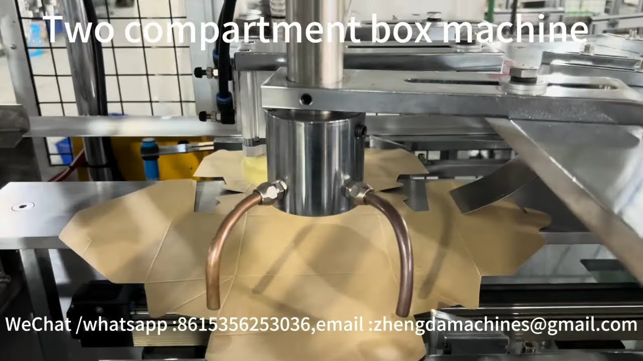 Two compartment paper lunch box making machine with 5 Servo drive - YouTube