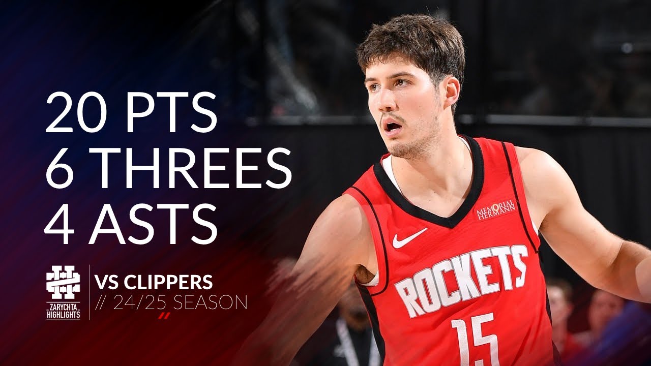 Reed Sheppard 20 pts 6 threes 4 asts vs Clippers 24/25 season - YouTube