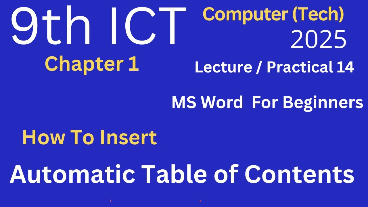 How to insert automatic table of contents in ms word class 9 ict chapter 1 practical 14 - YouTube