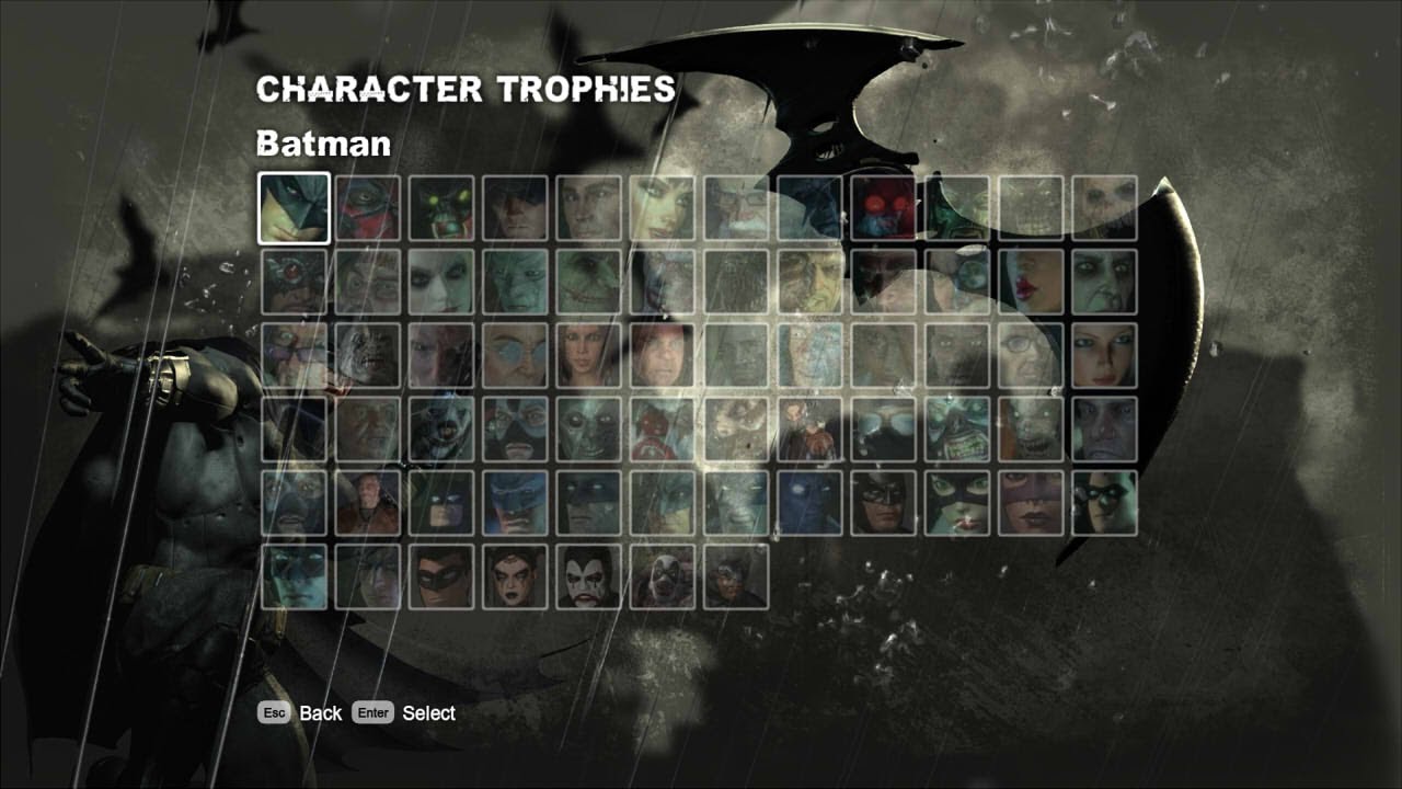 Batman Arkham City - All Character Trophies - YouTube