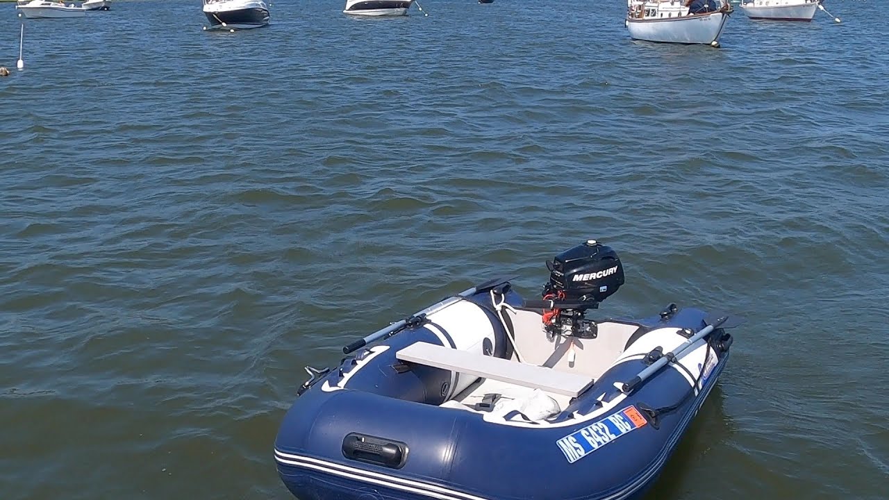 Mercury 3.5 hp outboard and our North Atlantic Inflatables dinghy, a ...