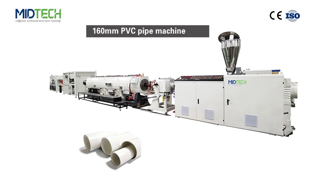 160mm PVC pipe making machine - YouTube