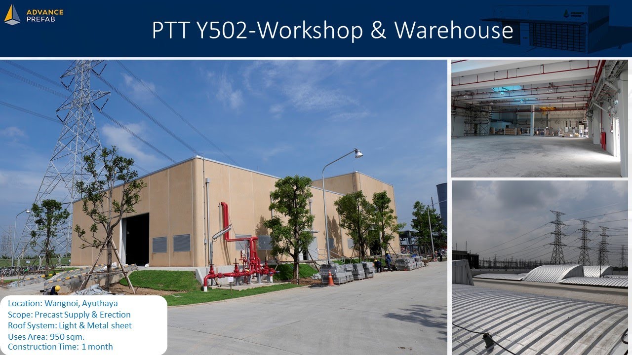 Warehouse Advance prefab Installation PTT Y502 Workshop - YouTube