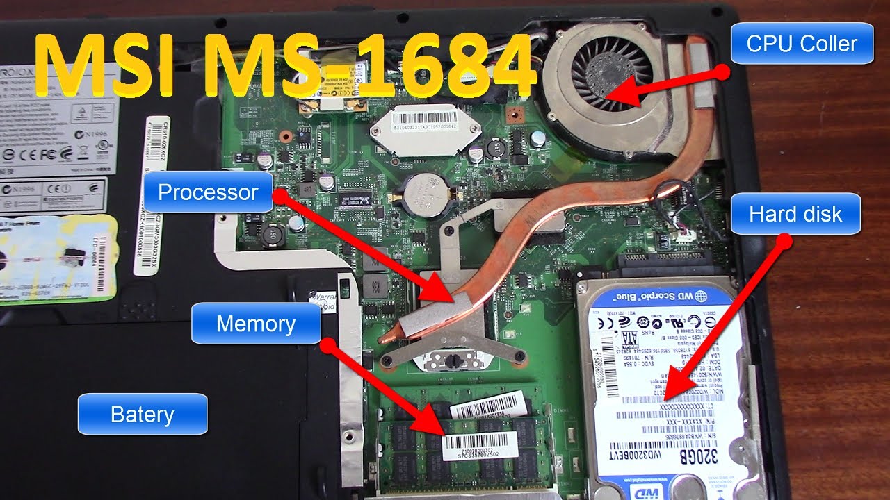MSI MS-1684 take apart video, disassemble, how to open disassembly ...