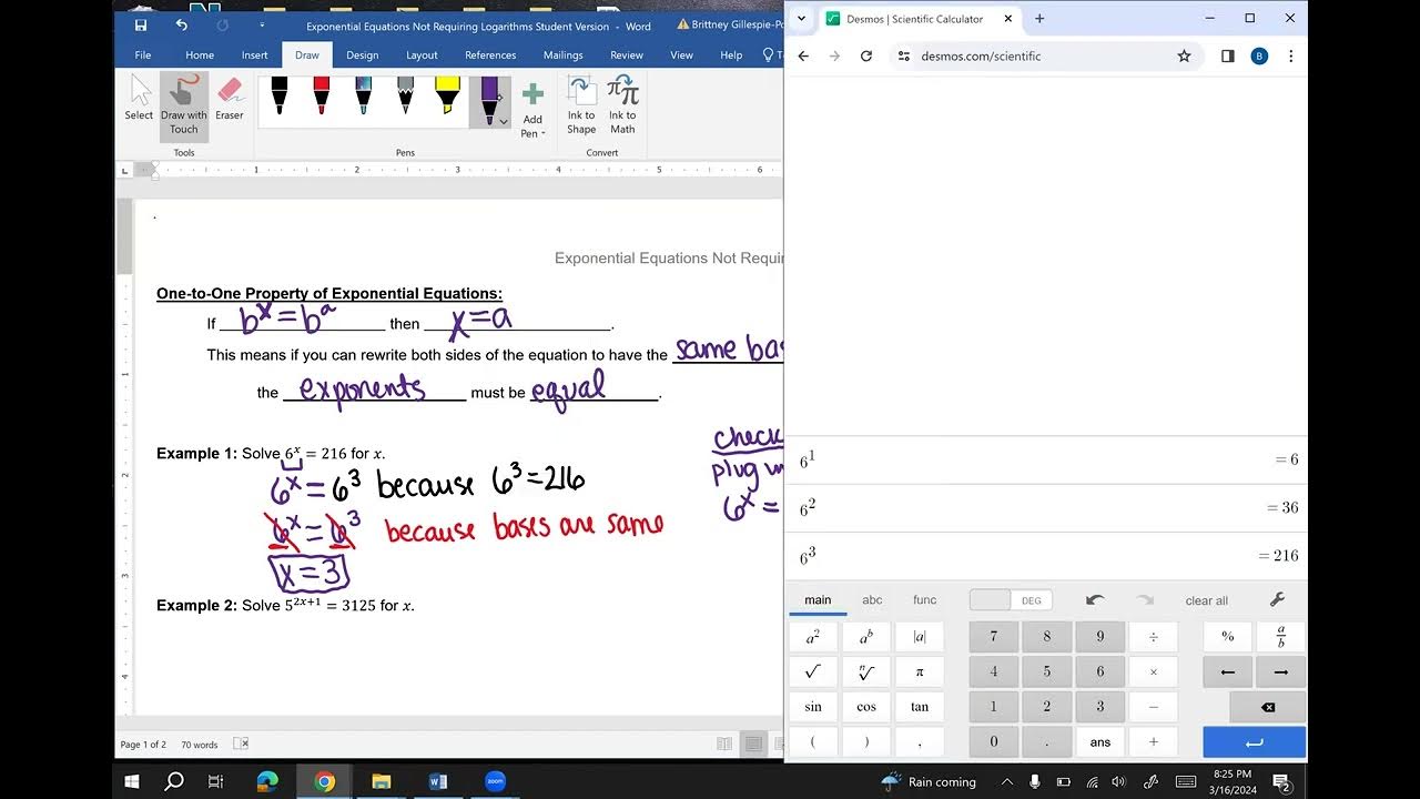 Solving Exponential Equations by Rewriting One Side of the Equation - YouTube