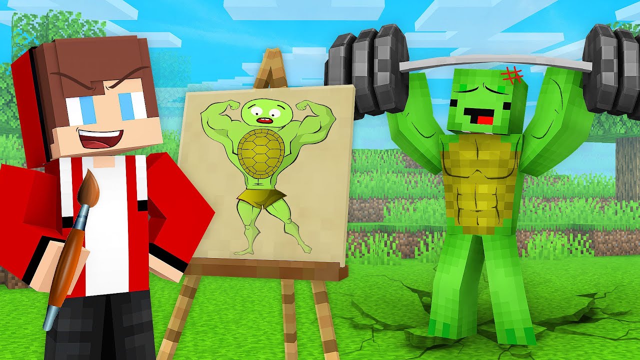JJ and Mikey Use DRAWING MOD to BECAME STRONG in Minecraft! - Maizen - YouTube