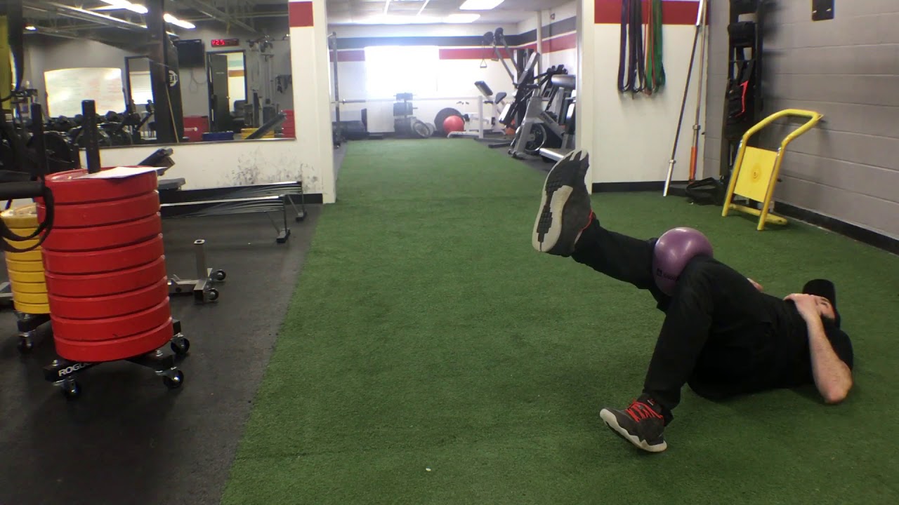 Single leg hip bridge hold + adduction ISO hold - YouTube