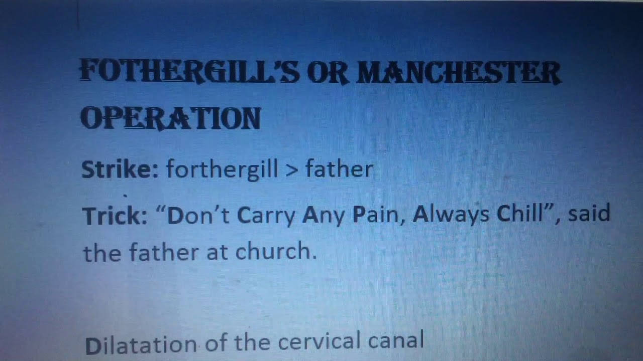 Fothergill’s or Manchester Operation | Gynaecology - YouTube