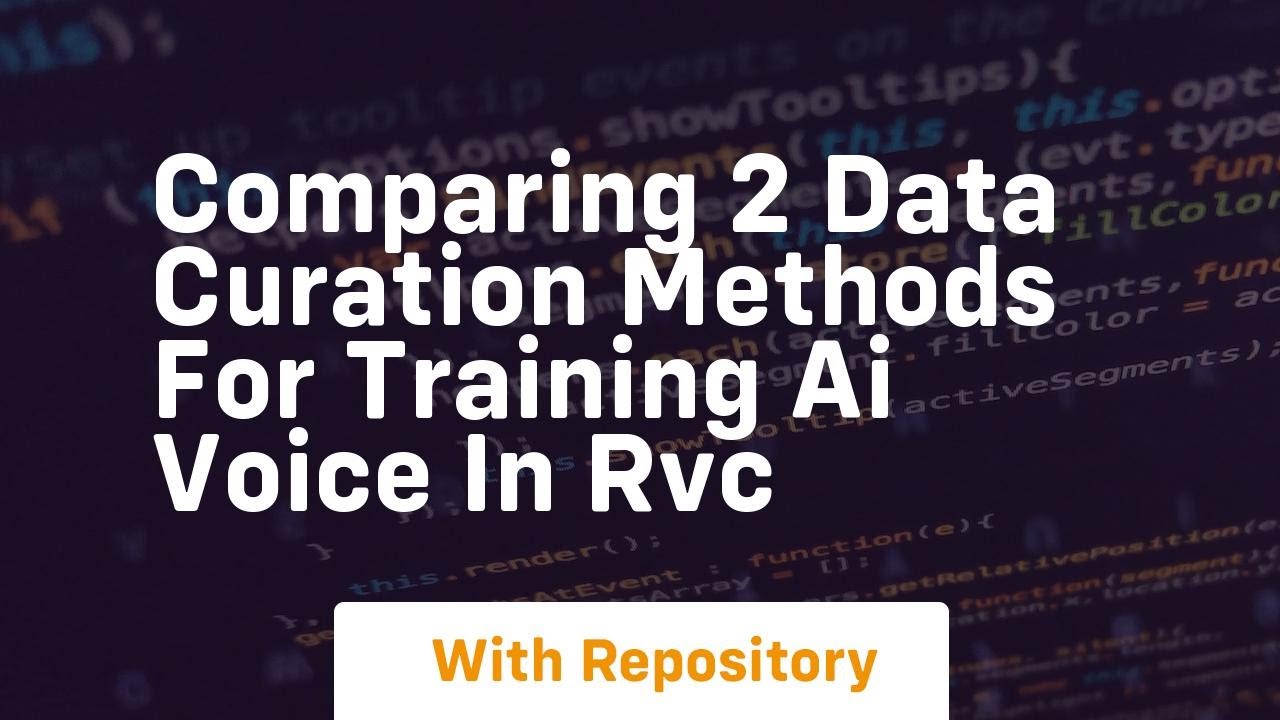 comparing 2 data curation methods for training ai voice in rvc - YouTube