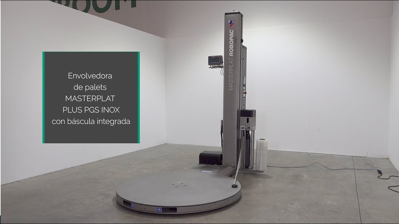 Envolvedora de palets MASTERPLAT PLUS PGS INOX con báscula integrada - YouTube