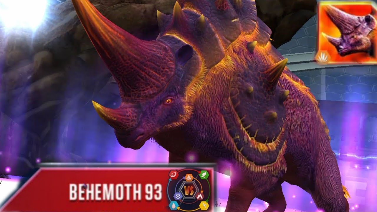 BEHEMOTH 93 BOSS- Jurassic World The Game- Behemoth VS Rhinoprotodon ...