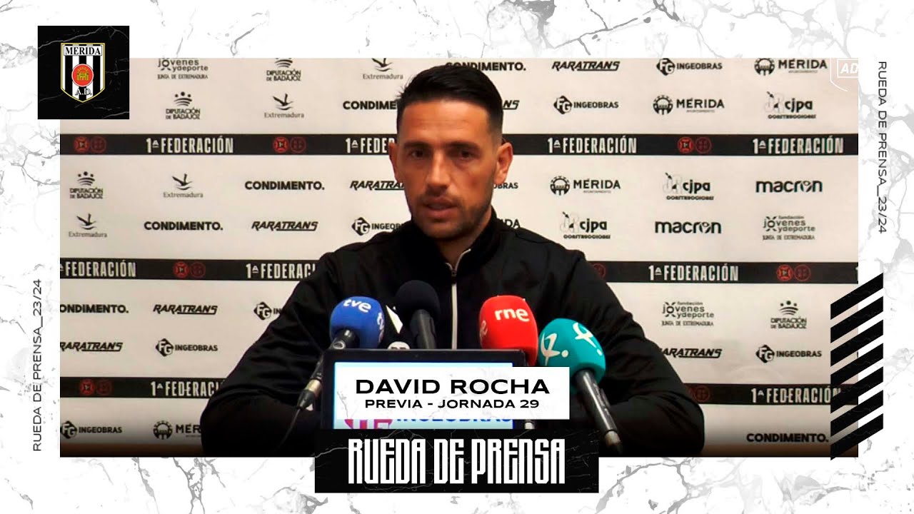 Rueda de prensa de David Rocha previa al Recre - Mérida | Temporada 23/24 | AD Mérida - YouTube